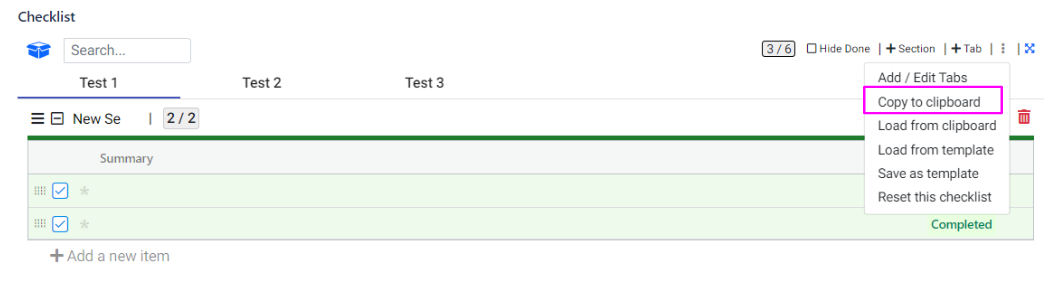 Clone checklist - Using clipboard